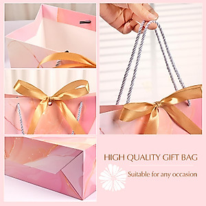 MAMUNU Pink Gift Bags, 2PCS 13” Large Gift Bags with Tissue Paper and Greeting Cards, Gift Bags with Handles Bow for Women Girls, Pink Gift Bags for Birthday Wedding Bridal Baby Shower Anniversaries