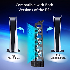NexiGo PS5 Accessories Cooling Fan [Auto On/Off] with LED Light, for Both Disc and Digital Editions, Efficient Cooling System, Compatible with Horizontal Stand For Gaming Console
