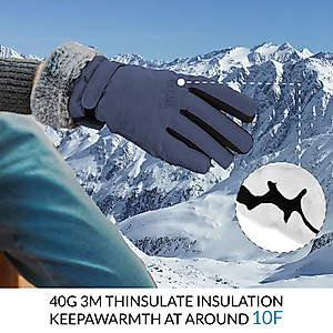 accsa Women Winter Ski Gloves 3M Thinsulate Waterproof & Windproof Snow Gloves for Skiing Anti-Slip Gloves Navy L