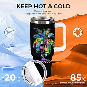 Christmas Palm Tree Light Jamaica 40OZ Tumbler Stainless Steel Travel Mug Water Bottle Car Cup Tea Cups with Lid White-style