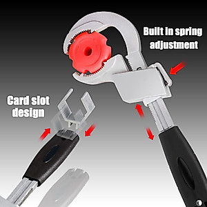 YWHWLX Universal Adjustable Double-Ended Wrench, Multifunctional Adjustable Wrench with 3 Card Slots for Toilet Bowl Bathroom Kitchen Plumbing Pipe Disassembly & Assembly Water Pipe Repair Wrench Set