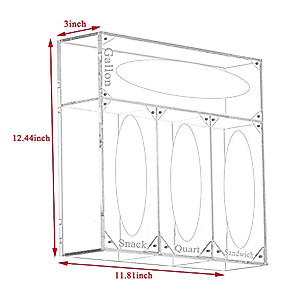 Ziplock Bag Organizer for Drawer, Baggie Organizer for Kitchen Plastic Bag Storage, Sandwich Freezer Snack Organizer Box for Ziploc Hefty Quart Slider Bags, 4 Separate Clear Acrylic Containers