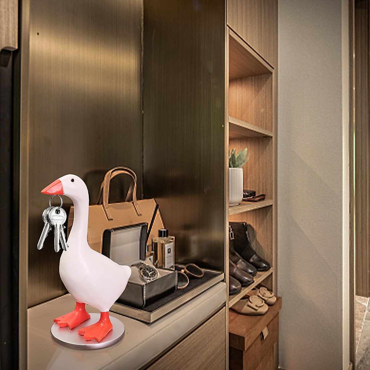 Anywin Magnetic Goose Key Holder Cute Home Decor Kawaii Room Office Table Desk Decor Aesthetic Funny Sculpture Bedroom Decor Housewarming Gifts for Women Men1 Pack Large