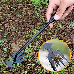 Kruggo Weed Puller Tool Garden Weed Pulling Tool, 2024 New Weeding Artifact Uprooting Weeding Tool, 4 Teeth Manganese Steel Forged Hand Weeder for Vegetable Gardening Backyard Farm