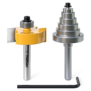 Fivepears 1/4 Inch Shank Rabbet Router Bit with 6 Bearings Set, Rabbeting Router Bit can Interchangeable and Adjustable Multi Depths Cutter 1/8", 1/4", 5/16", 3/8", 7/16", 1/2" …