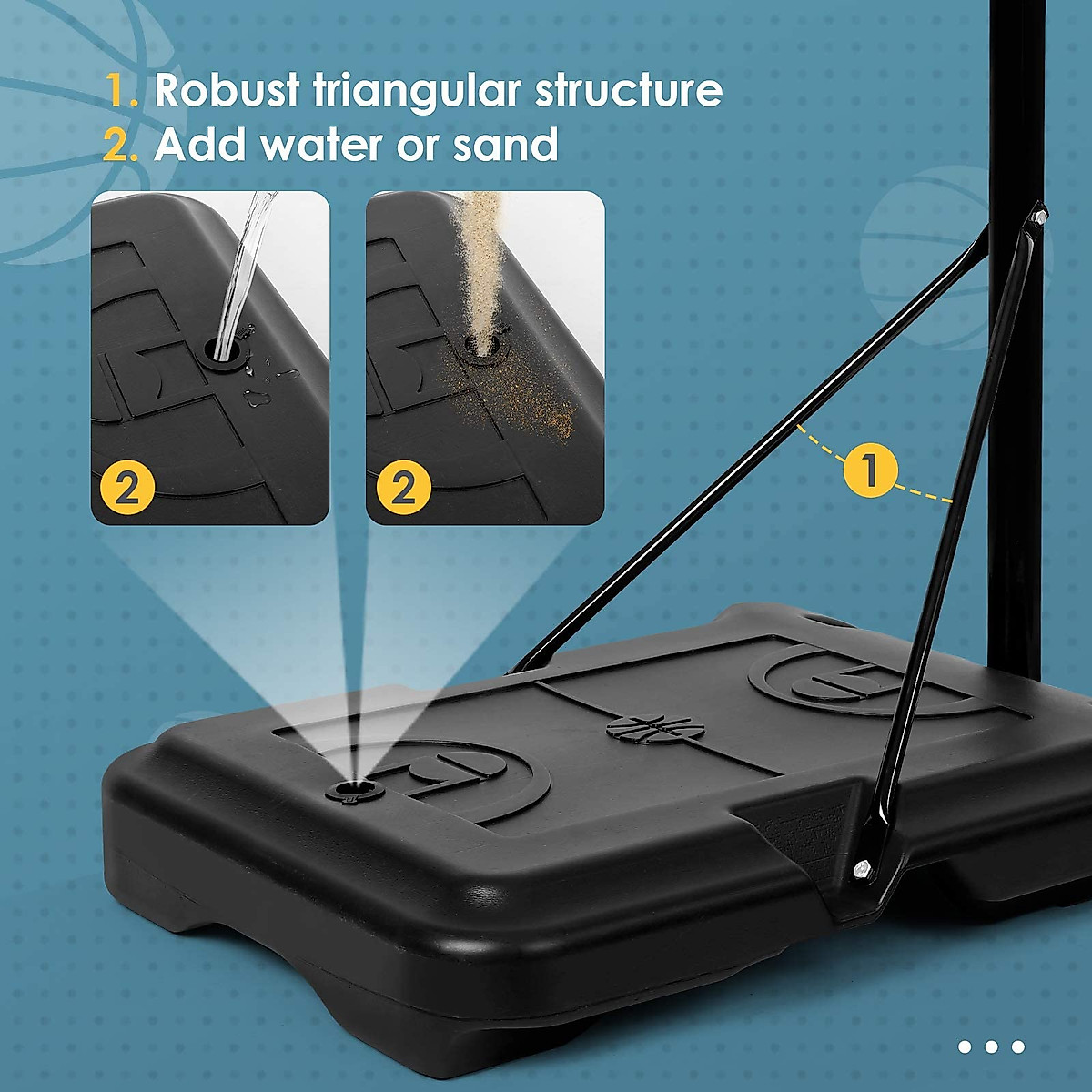 Portable Basketball Hoop, Adjustable Height, 28 inches Backboard Free Standing System w/Wheels Outdoor Indoor Basketball Training for Teenager, Black