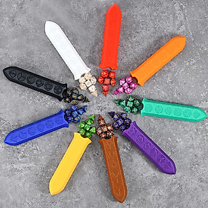 Dice Dagger with 7PCS D20 Dice Dungeons and Dragons Dice Set DND Dice Holder Polyhedral Dice Gift Sword D&D Dice Scabbard Dice Box Sword Dagger Polyhedral Dice Storage Dice D20 Black