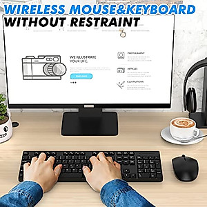 Wireless Keyboard and Mouse Combo, Btios Slim Quick Lag-Free 2.4GHz Cordless Full Size Computer Keyboard and Mouse Responsive Plug & Play for Windows, PC/Desktops/Computer/Laptops