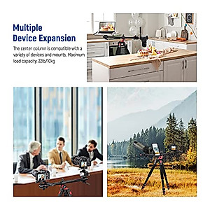 NEEWER 73.6" Horizontal Tripod with Multi Angle Center Column, Ball Head & Central Axis Platform, Heavy Duty Aluminum Camera Tripod Monopod 360° Pan 180° Tilt for Overhead/Macro Shots, Max Load 22lb
