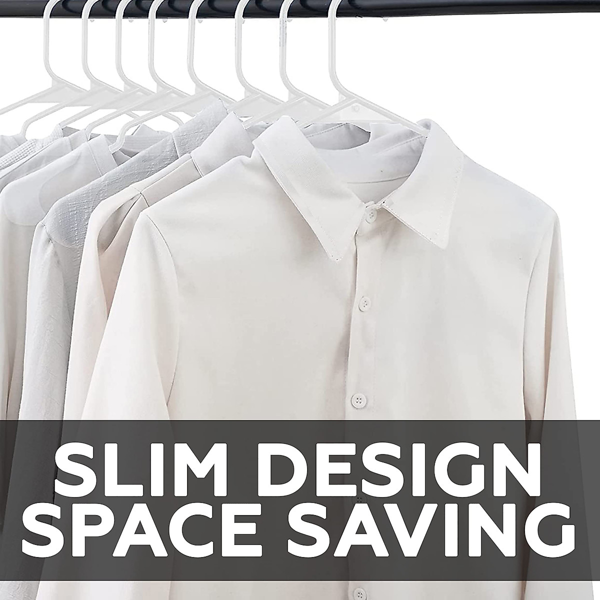 Plastic Hangers 20, 40, 60 Pack – Space Saving Hangers for Clothes – White Plastic Hangers for Neatly Hanging Clothing, Shirts, Jackets, Pants, Laundry, Dresses & More (20 Pack)