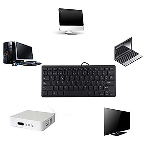 M ugast Wired Keyboard,78 Keys Ultra-Thin Mini Portable USB PC Corded Business Keyboard,Computer Gaming Keyboard for Desktop Computer,Splash-Proof Design,Spanish
