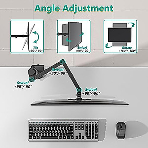 WALI Single Monitor Mount, Single Monitor Arm Desk Mount,Desk Monitor Stand, Holds Screen Up to 32inch, 22lbs, Adjustable Mount with C-CLAMP Designed for Home Office Application(M001), Black