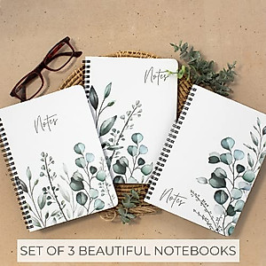 Aesthetic Spiral Notebook Set of 3 For Women - Cute College Ruled 8x6" Journal and Notebook With Large Pockets And Lined Pages - Perfect to Stay Organized and Boost Productivity at Work or School