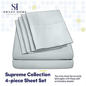 Twin Size Bed Sheets - 4 Piece 1500 Supreme Collection Fine Brushed Microfiber Deep Pocket Twin Sheet Set Bedding - 1 EXTRA PILLOW CASES, GREAT VALUE, Twin, Porclain Blue