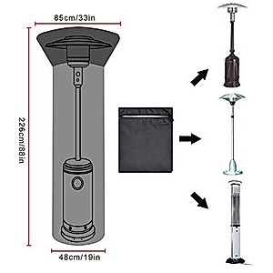 DCONMEE Patio Heater Cover Waterproof Oxford Cloth with Zipper, Stand up Outdoor Round Heater Covers.(H89XD33x19 inch)