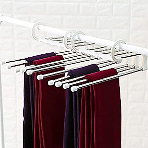 Polly Online Stainless Steel Pants Hangers Trousers Rack Closet Hangers Jeans Clothes Organizer Folding Storage Rack Trousers Hangers Space Saving