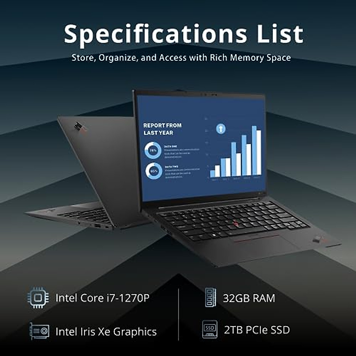 Lenovo 2022 Thinkpad X1 Carbon 14.0" WUXGA 60Hz Low Blue Light Touch Business Laptop, 12th Gen Intel Core i7-1270P, 32GB RAM, 2TB PCIe SSD, Intel Iris Xe Graphics, Win11 Pro, Black, 32GB USB Card