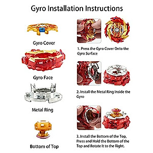 Hozuumo Bey Battling Top Burst Gyro Toy Set, with Gyro Launchers and Handle Combat Battling Game, Gift for Kids Children, B-174-01+B-174-02