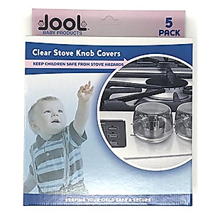 Clear Stove Knob Covers (5 Pack) Child Safety Guards, Durable Design - Baby Proof - Jool Baby