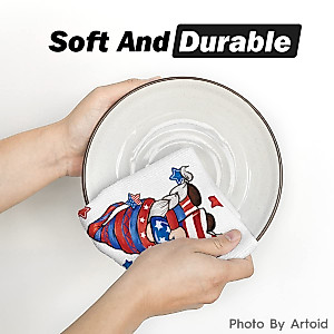Artoid Mode American Flag Stars Gnome 4th of July Kitchen Towels Dish Towels, 18x26 Inch Seasonal Decoration Hand Towels Set of 2