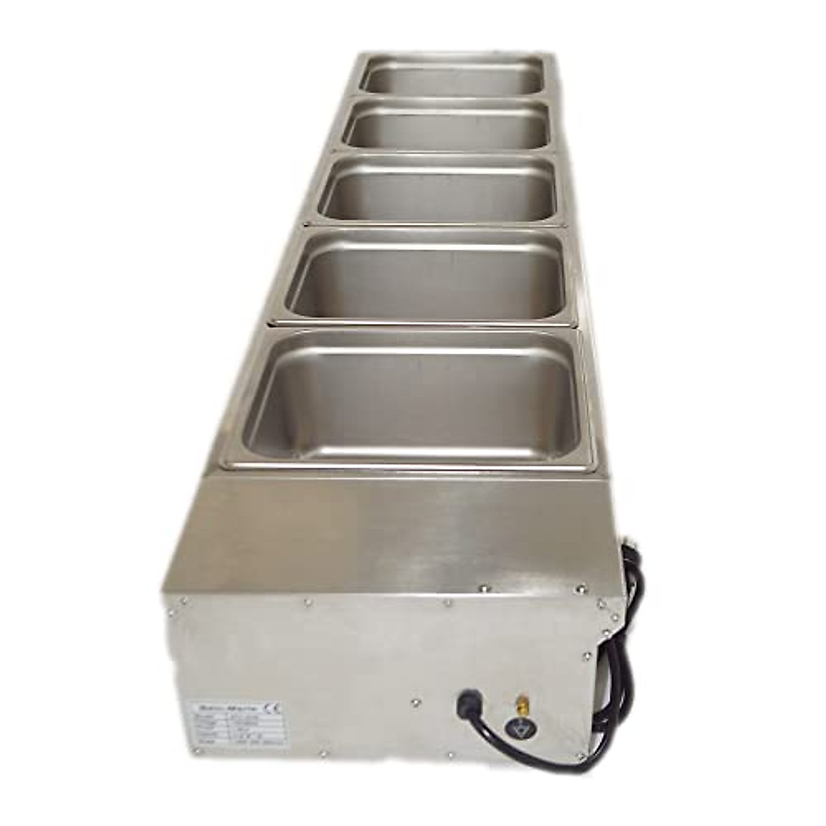 HQHAOTWU 5-Pan Electric Food Warmer Commercial Bain Marie Buffet Stainless Steel Food Container Single-Row Pans with Temperature Display and Glass Guard for Restaurant Canteen 13"×10.5"×6" Pan