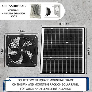 OmniPV Solar Powered Wall Mount Exhaust Fan, 35 Watt (for Home, Garage, Workshop, Greenhouse, RV, Outdoor Garden, etc.)