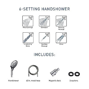 Moen Engage Magnetix Oil Rubbed Bronze Six-Function 5.5-Inch Handheld Showerhead with Magnetic Docking System, 3662EPORB