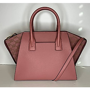 Michael Kors Avril Large Top-Zip Satchel bundled with Large Continental Wristlet Purse Hook (Rose)