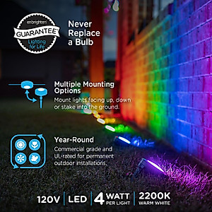 Enbrighten LED Ground Lights, 6 Path Lights, 50ft, Color Changing, Remote Control, Outdoor Path Lighting, 41012