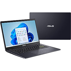 ASUS E410 14" Lightweight Laptop Computer, Intel Celeron N4020, 4GB DDR4 RAM, 64GB eMMC, 802.11AC WiFi, Bluetooth, HDMI, Webcam, Star Black, Windows 11 S