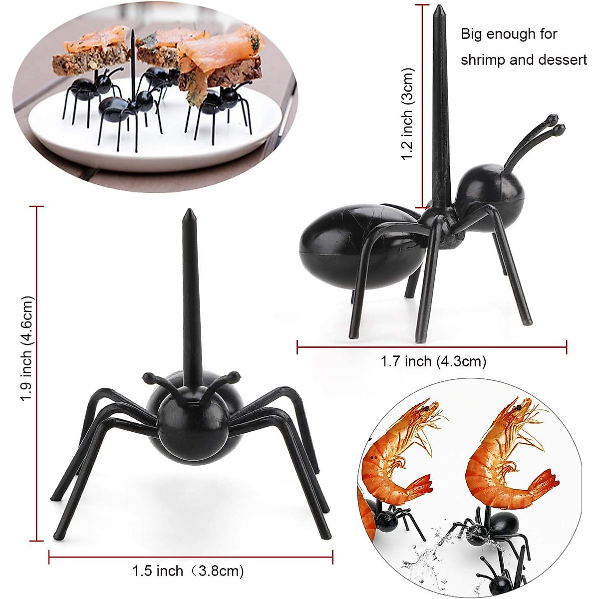 2 Dozen Reusable Ant Food Pick, Fruit Toothpicks Dessert Fork Cocktail Picks (24Pcs)-Animal Appetizer Forks for Snack Cake Dessert, For Kids& Party Accessories