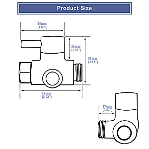 All Metal Shower Arm Diverter Valve for Hand Held Showerhead And Fixed Spray Head, G1/2 3-Way Bathroom Universal Shower System Component Replacement Part, Brushed Stainless Steel