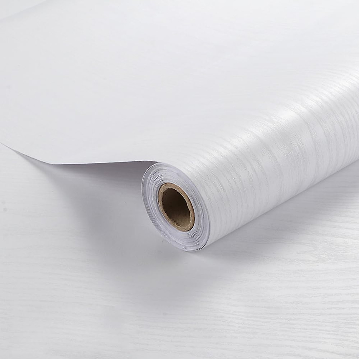 Yifely Solid White Wood Grain Shelving Paper Removable Vinyl Shelf Liner Door Table Cabinet Sticker 17.7 Inch by 9.8 Feet