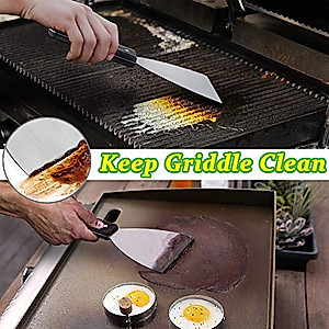 HaSteeL Griddle Scraper 2Pcs, Stainless Steel 9.5in Slant Edge Metal Grill Scraper Chopper for Food Service & Cleaning Supplies, Perfect for Teppanyaki Flat Top BBQ Indoor & Outdoor, Dishwasher Safe