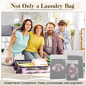 5-Piece Laundry Bag Set, Organic Cotton Mesh Laundry Bag with Zipper and Hanging Loop, 3 Sizes (S,M,L) Mesh Laundry Bag, Artisan Crafted Cotton Mesh Laundry Bag for Delicate Underwear and Socks