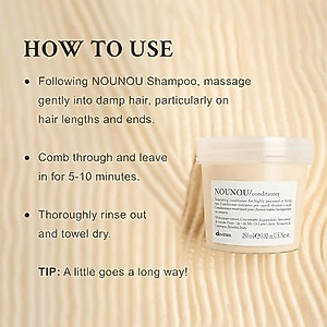 Davines NOUNOU Conditioner | Hydrating Deep Conditioner for Bleached, Permed, Relaxed, Damaged or Very Dry Hair | Replenishes Chemically Processed Hair | 8.45 fl oz
