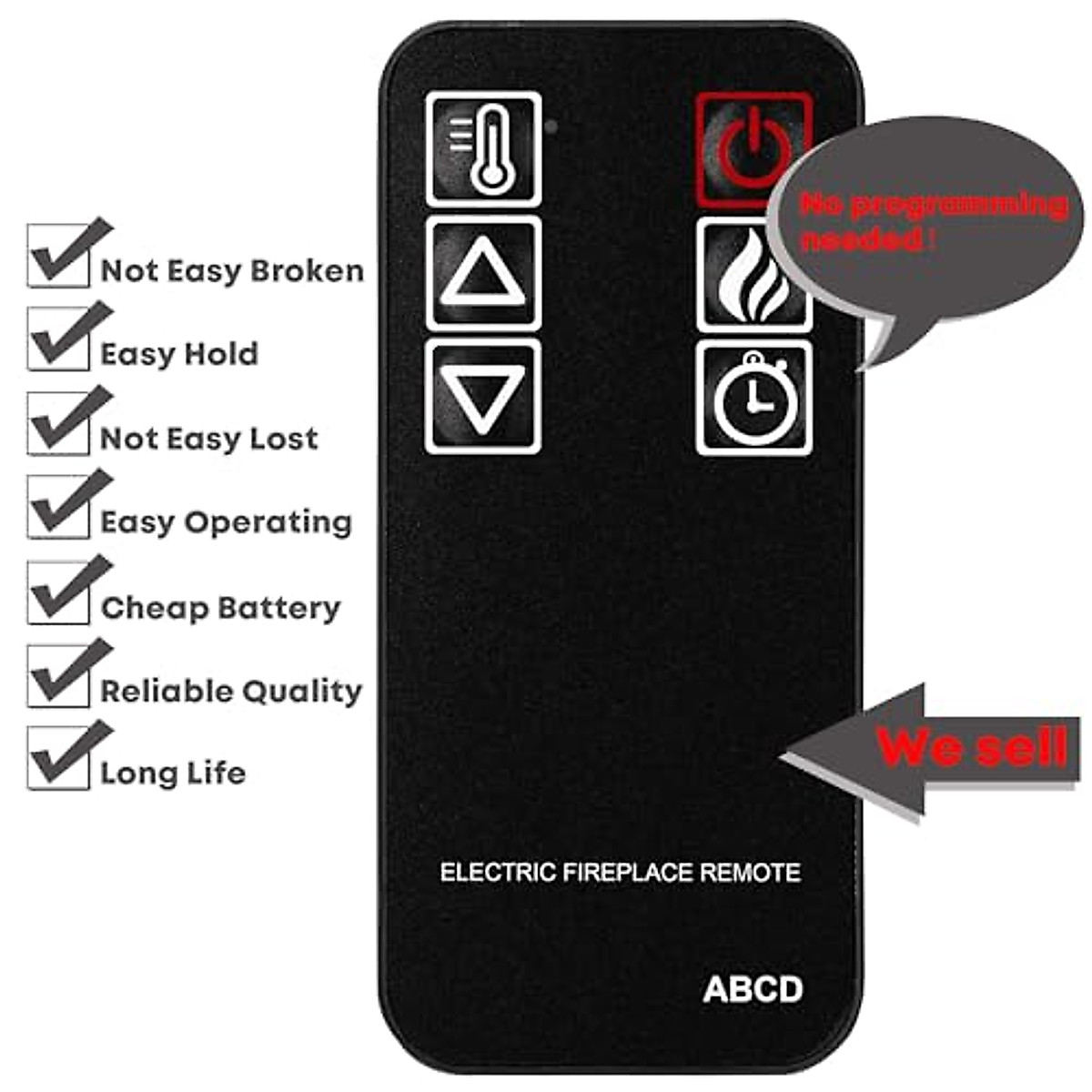 GENGQIANSI Replacement Remote Control for Zokop 3D Electric Firebox Indoor Fireplace Heater