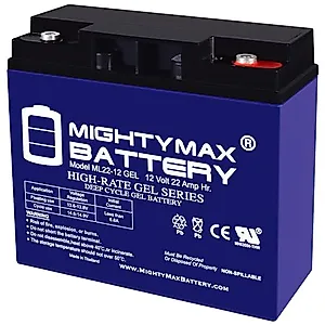 Mighty Max Battery ML22-12GEL - 12 Volt 22 AH, GEL Type, Internal Thread (INT) Terminal, Rechargeable SLA AGM Battery