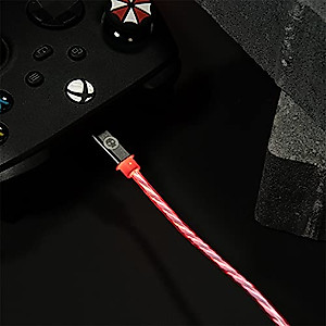 Numskull Official Resident Evil LED USB Type-C Cable and Thumb Stick Grips - 1.5m Fast Charging Lead, Xbox Series X Controller Mod