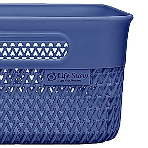 Life Story Lightweight Heavy Duty Storage Woven Trendy Basket 10 Quarts w/Built-In Handles Blue (6 Pack)