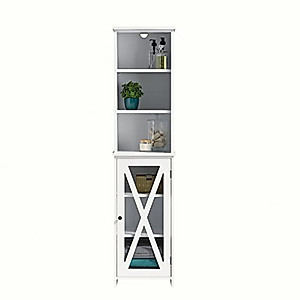 Sauder Cottage Road Linen Tower, L: 14.76" x W: 15.35" x H: 60.63", White Finish