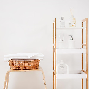 LONGERO Handcrafted Storage Basket, Wicker Round Bowl, Handwoven Shelf Basket, Natural Willow, 1 Pack, Large Size-Top Inner Ø ca 12.5''