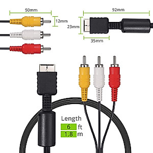 CHENLAN New AV Cable & AC Power Cord Bundle for Original Playstation 2