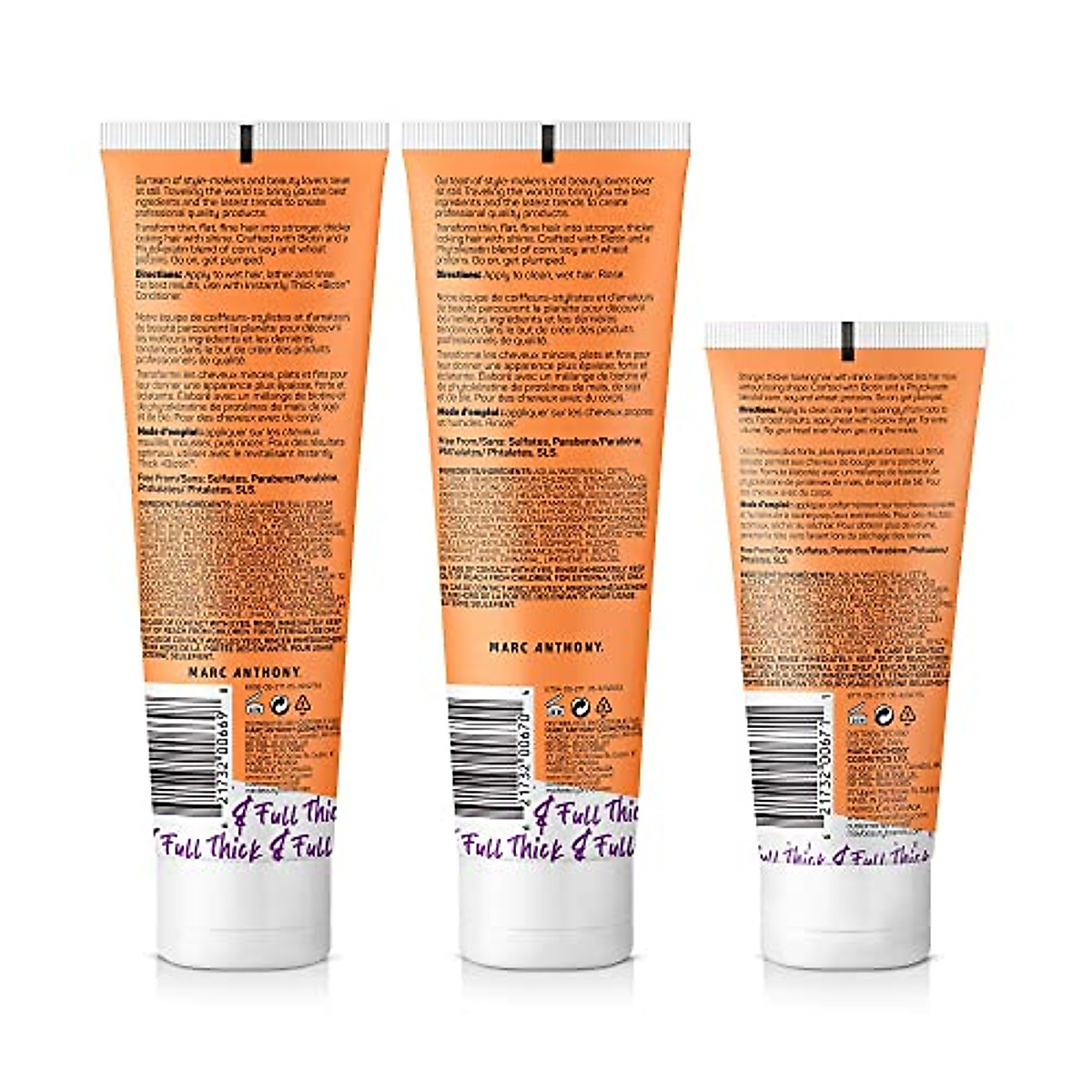 Marc Anthony Instantly Thick Shampoo, Conditioner and Hair Cream Set - Biotin & Aloe for Thicker & Fuller Hair - Volumizing & Thickening, Product for Thin, Fine Hair - Pack of 3, 22 Ounce