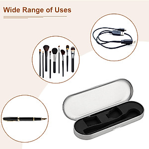 uxcell Metal Tin Box Containers, 5Pcs 6.9x2.4x0.7 Inch Silver with EVA Sponge Rectangular Empty Hinged Tins Box Home Organizers for Pen Makeup Brushes