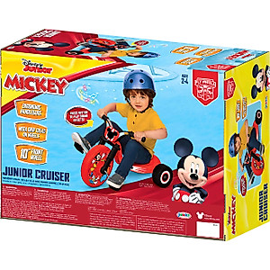 Fly Wheels Mickey Mouse 10 Junior Cruiser Ride-On Pedal-Powered Toddler Bike Trike, Ages 18-36 M for Kids 33”-35” Tall and up to 35 Lbs