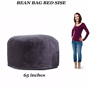 Giant Sherpa Bean Bag Chair Cover, Ultra Soft Bean Bag Bed (No Filler, Cover only), Large Round Soft Fluffy Bean Bag for Adults, Machine Washable Big Size Bean Bag Covers