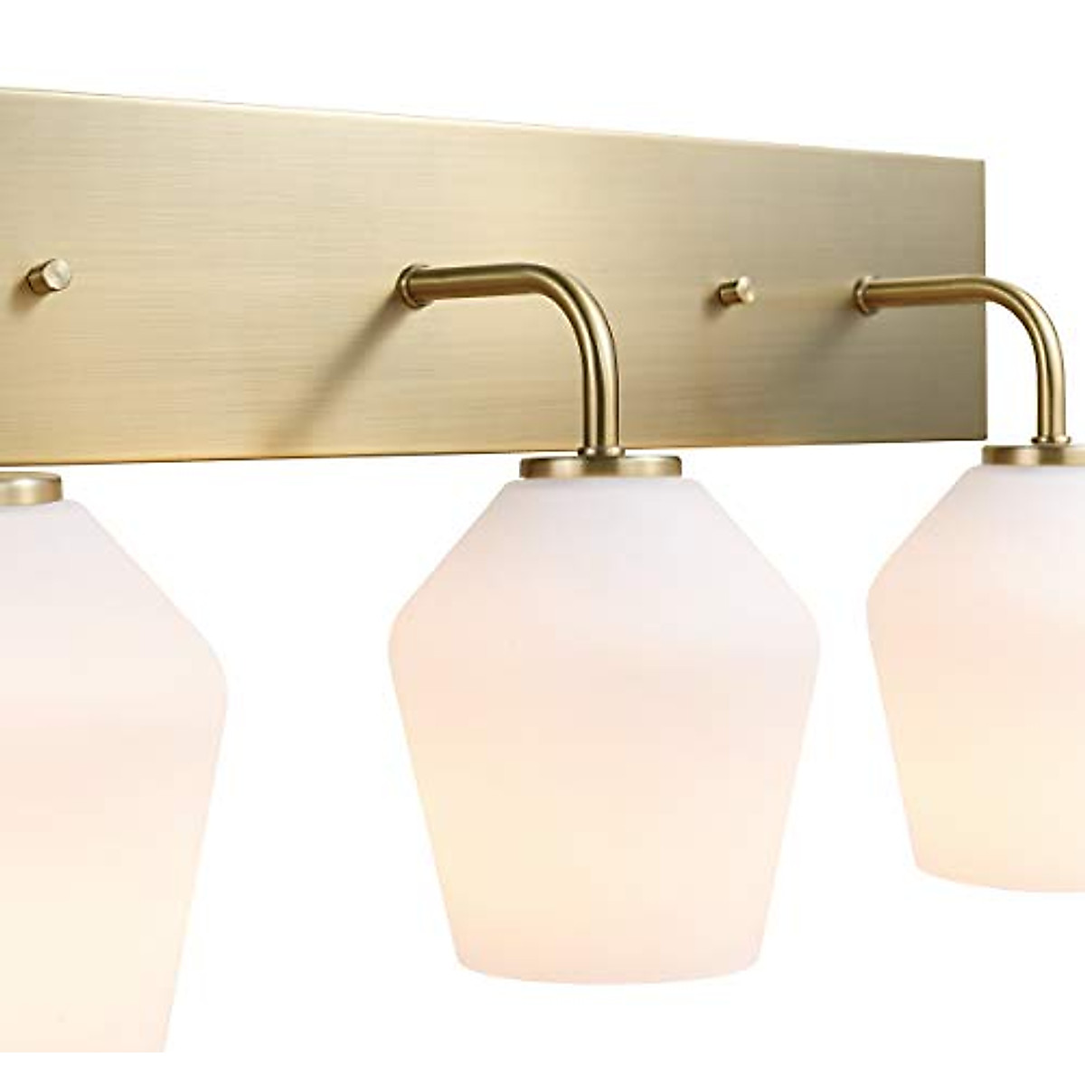 Globe Electric 51615 Raja 3-Light Vanity Light, Matte Brass, Opal Glass Shades