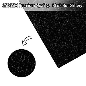 Black Glitter Cardstock - 25 Sheets A4 Black CardStock for Cricut, Black Glitter Paper for DIY Projects, Scrapbooking, Invitations - 250 GSM Card Stock Easy to Cut and DIY