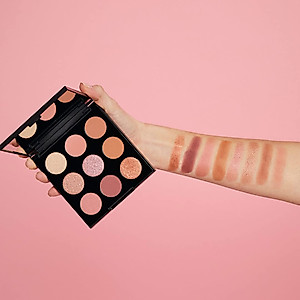 Palladio Ultimate 9-Count Eyeshadow Palette, Talc-Free Formula, High Pigmented Shades in A Mix of Matte & Shimmer Finishes, Blendable Long Lasting Colorful Professional-Grade Makeup (Rosey Nudes)